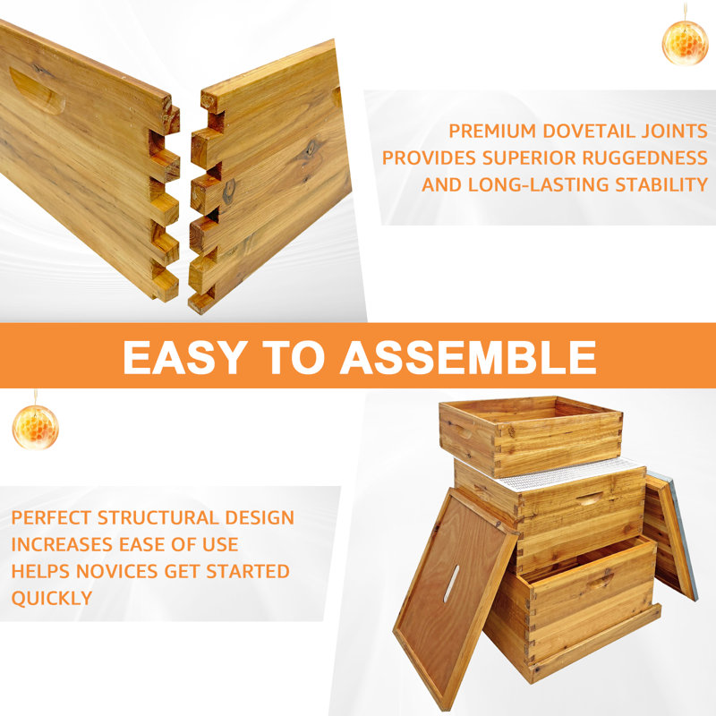 Millwood Pines 3 Layers Beehive Complete Box Kit Langstroth Beekeeping 2 Deep And 1 Medium | Wayfair